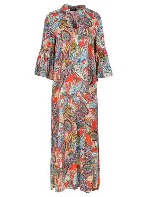 CONQUISTA Paisley Kaftan Style Maxi Dress - Orange
