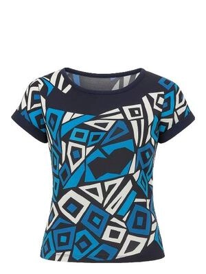 CONQUISTA Sleeveless Abstract Print Top - Blue