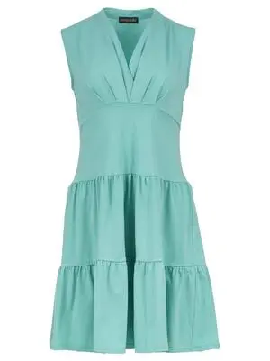 CONQUISTA Sleeveless V-neck Jersey Dress - Blue