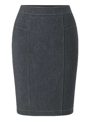 CONQUISTA Stitch Detail Straight Pencil Skirt - Grey