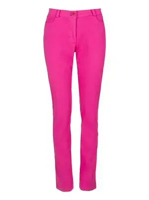 CONQUISTA Fuchsia Tie & Dye Fitted Stretch Gabardine Pants - Pink