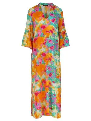CONQUISTA Abstract Floral Kaftan Dress - Orange