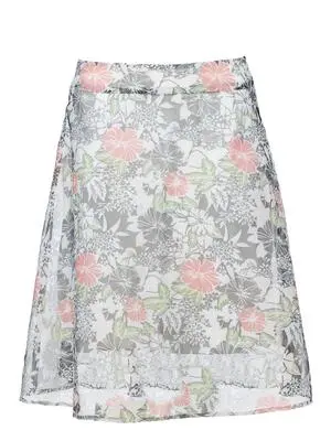 CONQUISTA Floral Burn-out Viscose Blend Cloche Skirt - Beige
