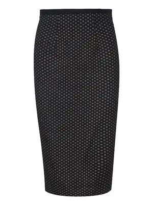 CONQUISTA Printed High Waist Pencil Midi Skirt - Black