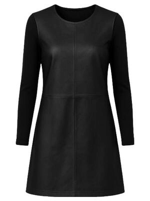 CONQUISTA Knit Dress With Faux Leather Detail - Black