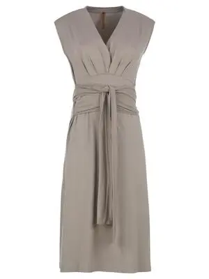 CONQUISTA Sleeveless Wrap Midi Dress - Grey