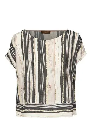 CONQUISTA Sleeveless Striped Viscose-crepe Top - Grey