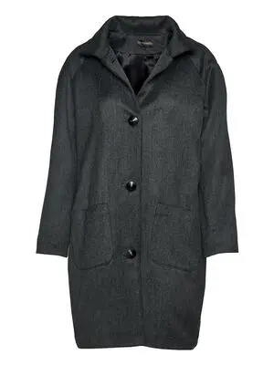 CONQUISTA Conquista Wool Blend Coat With Stand Collar And Patch Pockets