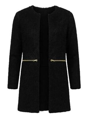 CONQUISTA Two-in-one Textured Knit Jacket With Zip Detail - Black