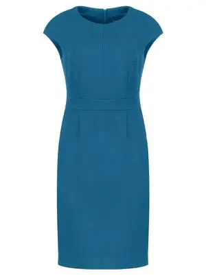 CONQUISTA Fitted Knee Length Dress With Cap Sleeves - Blue