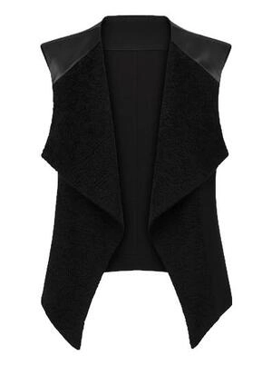 CONQUISTA Conquista Astrakhan Winter Vest With Faux Leather Detail
