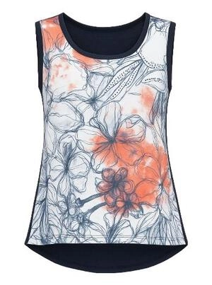 CONQUISTA Sleeveless Printed Jersey Top - Blue