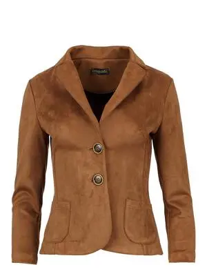 CONQUISTA Suede-look Fitted Jacket - Brown