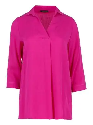 CONQUISTA Fuchsia V-neck Top - Pink