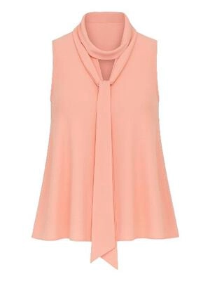 CONQUISTA Sleeveless Top With Tie Neck - Orange