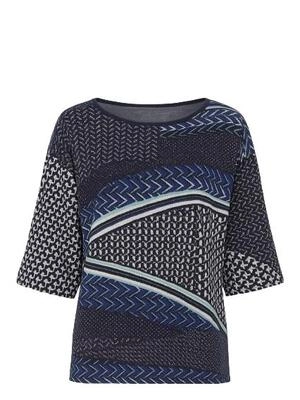 CONQUISTA Wide Sleeved Printed Blouse - Green