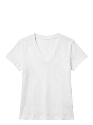 BRODIE CASHMERE Relaxed Fit V-neck Tee - White