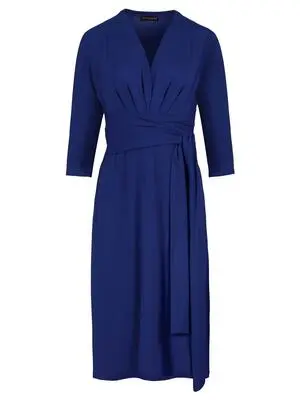 CONQUISTA Electric Empire Line Dress With Belt - Blue