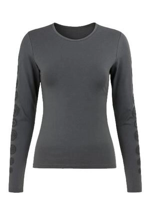 CONQUISTA Long Sleeve Stretch Jersey Top With Print Detail - Grey