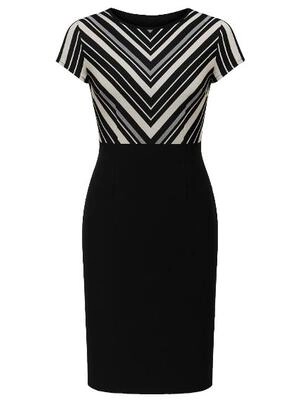 CONQUISTA Striped Detail Sheath Dress - Black
