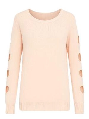 CONQUISTA Apricot Sweater With Cut Out Sleeve Details - Orange