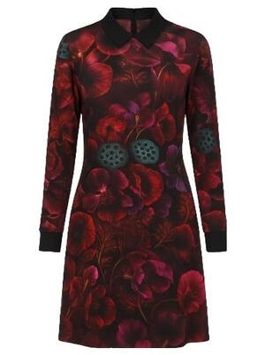 CONQUISTA Bold Floral Print A-line Dress - Red