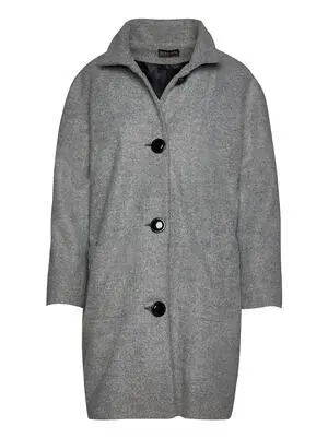 CONQUISTA Wool Blend Coat With Stand Collar - Grey