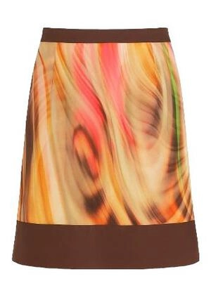 CONQUISTA Conquista Abstract Swirl Print Mini Skirt Brown