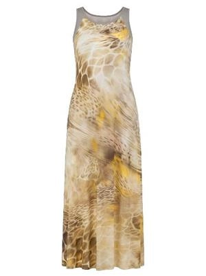 CONQUISTA Abstract Animal Print Maxi Dress - Brown