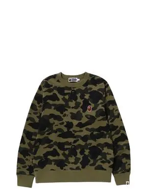 A BATHING APE 1st Camo One Point Crewneck Sweatshirt - Green
