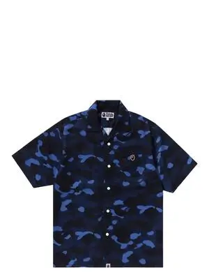 A BATHING APE Color Camo Ape Head One Point Shirt - Navy