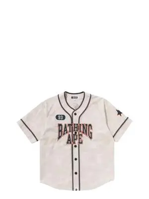 A BATHING APE Camouflage Multi-logo Baseball Shirt - White