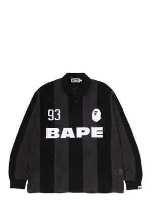 A BATHING APE Stripe Pattern Jacquard Multi Logo T-shirt - Black