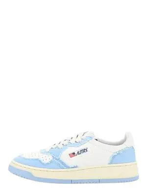 AUTRY Medalist Low Leather And Fabric Sneakers - White/blue