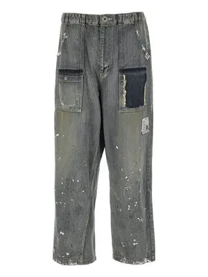 MIHARA YASUHIRO MAISON MIHARA YASUHIRO "Bush Pants" Jacquard Striped Denim Jeans