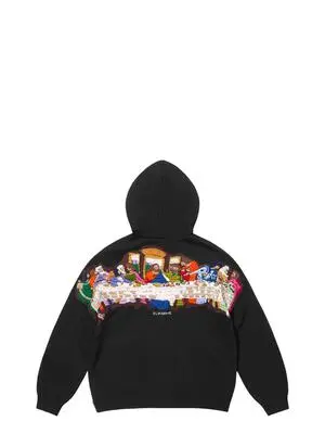 Supreme Last Supper Embroidered Zip Up Hooded Sweater - Black