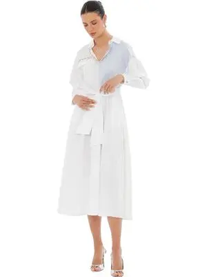 GIZIA Embellished Belted Midi Dress - White