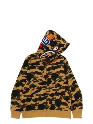 A BATHING APE Camo Shark Full Zip Hoodie - Yellow