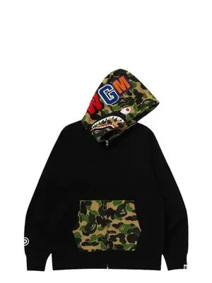 A BATHING APE Camo Shark Full Zip Hoodie - Black