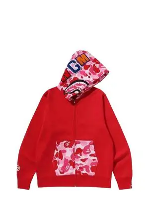 A BATHING APE Camouflage Shark Full Zip Hoodie - Red