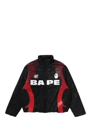 A BATHING APE Aba Frame Monogram Jacquard Multi Logo Padded Jacket - Black