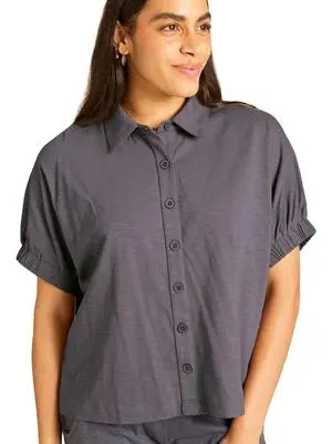 KNOWN SUPPLY Alora Organic Cotton Button-up Top - Lead
