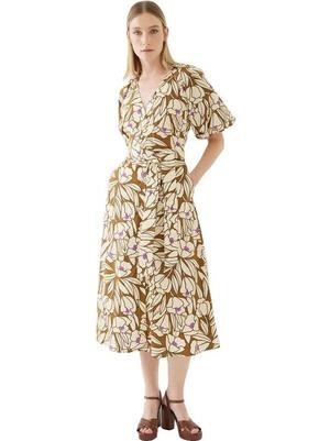 EXQUISE Bobo Midi Dress - Brown