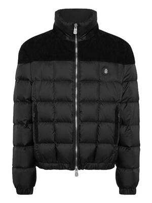 BILLIONAIRE Puffer Down Jacket With Leather Inserts - Black