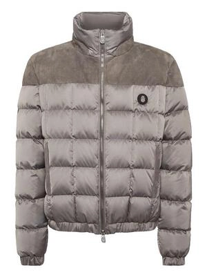 BILLIONAIRE Puffer Down Jacket With Leather Inserts - Grey