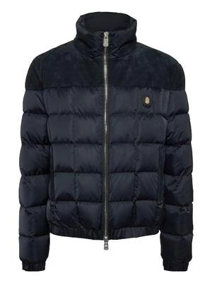 BILLIONAIRE Puffer Down Jacket With Leather Inserts - Navy