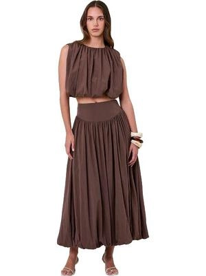 NICHOLAS Nadira Cropped Sleeveless Bubble Top - Chocolate