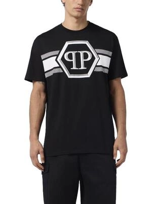 Philipp Plein Round Neck T-shirt Hexagon Line - Black