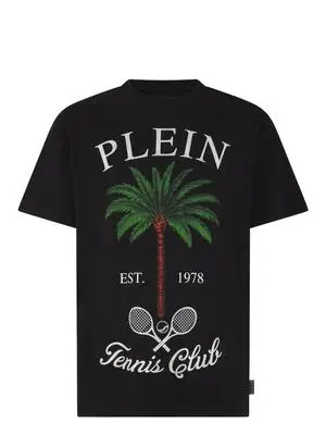 Philipp Plein Round Neck T-shirt Tennis Club Stones - Black