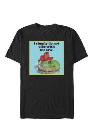 LOST GODS Hat Frog No Law Vibe Short Sleeve Graphic T-shirt - Black